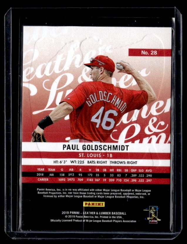 2019 Panini Leather and Lumber Embossed Gold Proof #28 Paul Goldschmidt ...