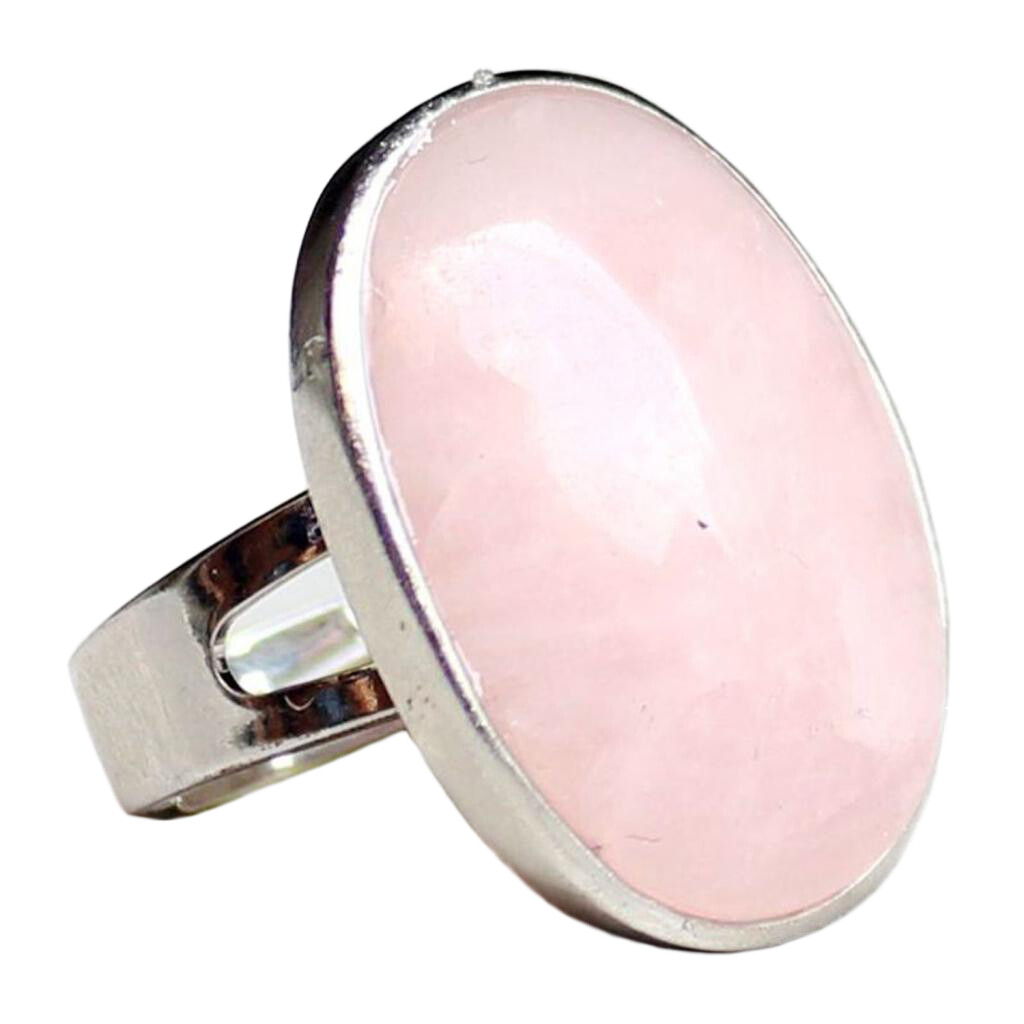 2 Pieces Natural Crystal Oval Gemstone Wedding Party Finger Ring ...