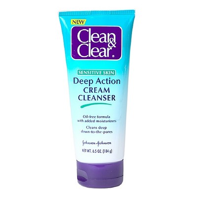 Clean & Clear Deep Action Cream Cleanser, Sensitive Skin 6.5 oz (184 g ...