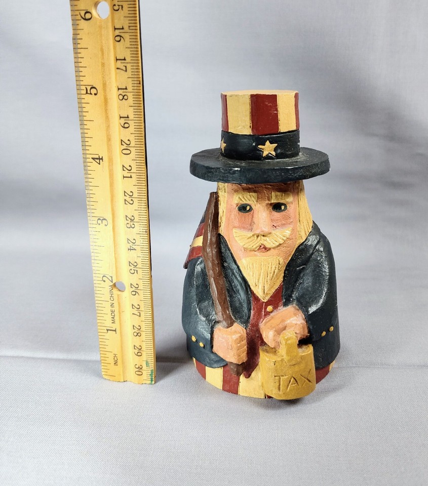 Uncle Sam Americana Folk Art Figurine Artist Signed 1991 Hand Carved ...
