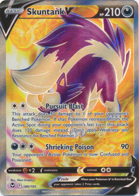 Skuntank V (Full Art) - 180/195 Ultra Rare Silver Tempest Pokemon Card ...