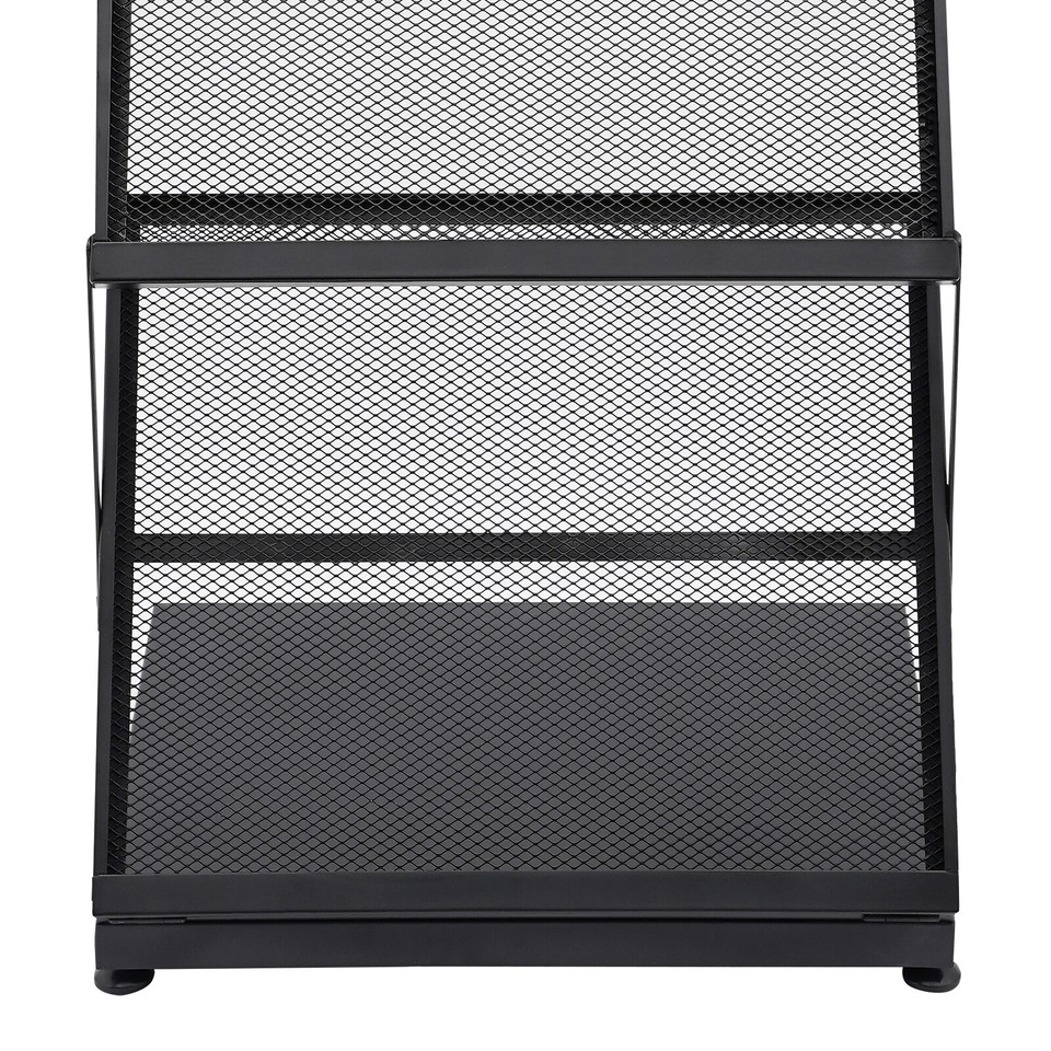 4 Tiers Brochure Display Rack Foldable Magazine Display Stand For A3 ...