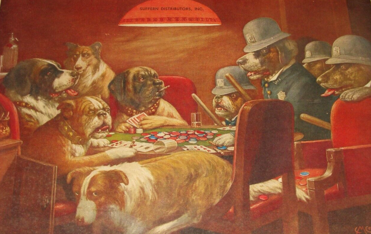 Vint. 1964 Poker Playing Dogs & Cops Calendar by Coolidge Miller ...