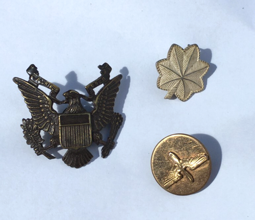 WWII Army Air Forces Major US Officer Pins Sets & Hat Badge Lot Polk ...