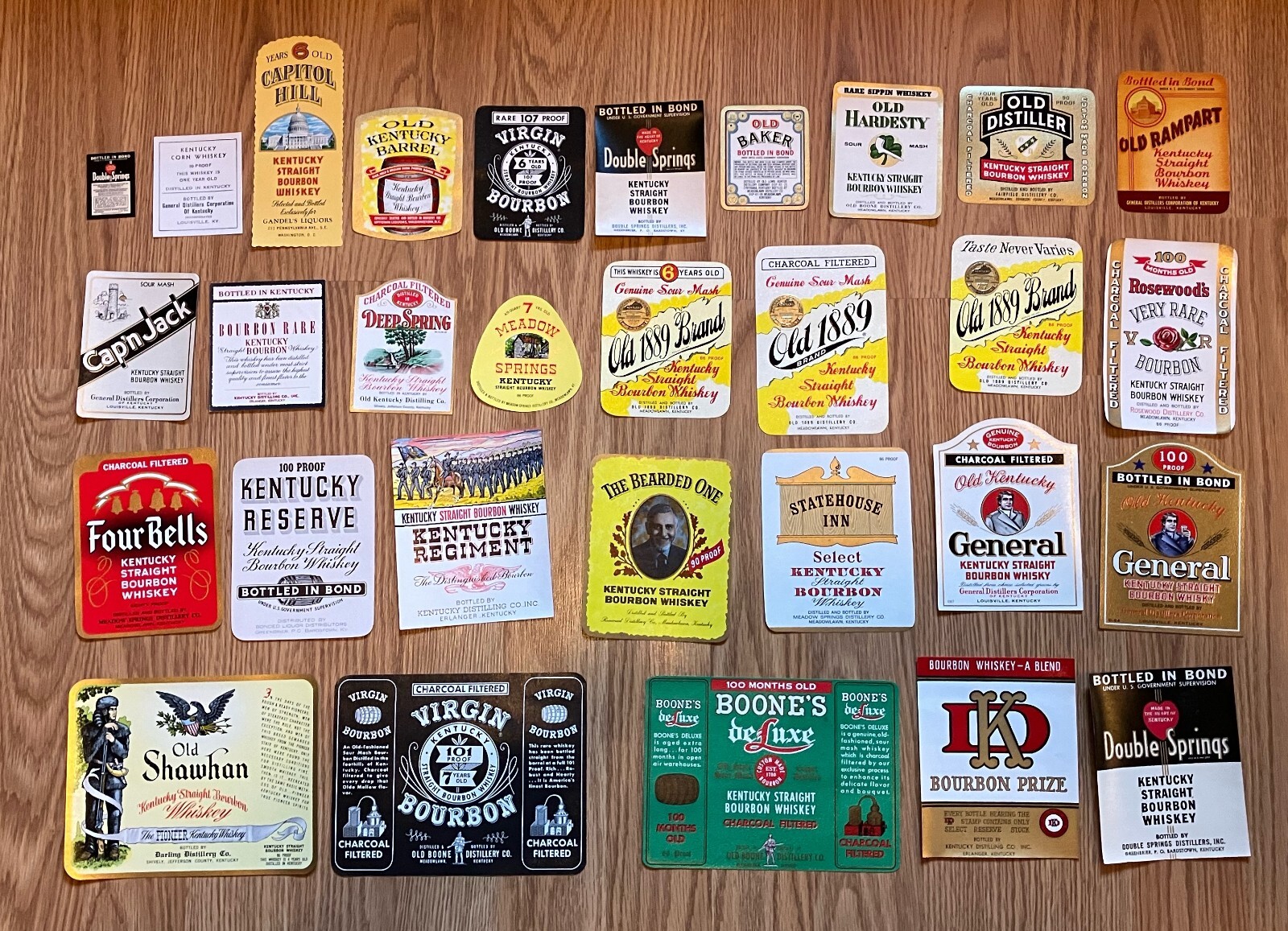 30 DIFFERENT KENTUCKY BOURBON WHISKEY UNUSED LABELS { ALL NEW OLD STOCK ...