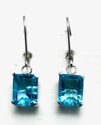 E40810L Rectangle (8x10mm) Blue Helenite Sterling Silver Dangle ...
