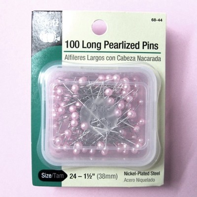 Dritz Long Pearlized Pins, Size 24 - 1-1/2" (38mm) Pink Ball Head Pins ...