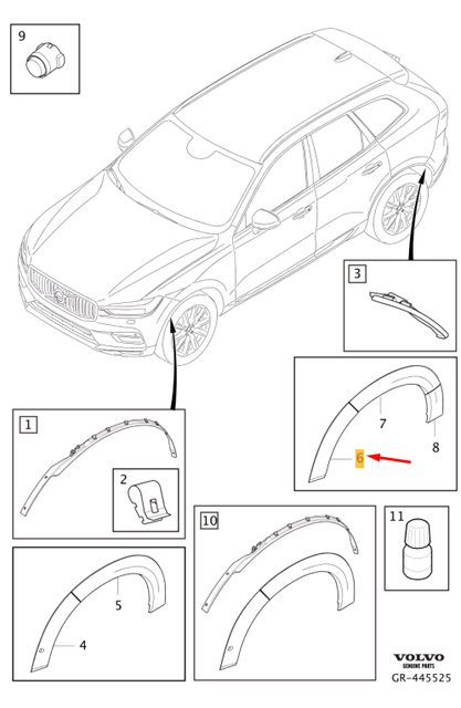 VOLVO XC60 MK2 REAR LEFT DOOR WHEEL ARCH FRONT FLARE 39849252 GENUINE ...