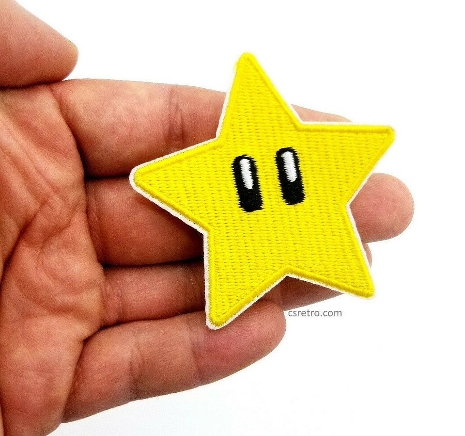 Super Mario nes snes SUPER STAR 90s retro video game Iron on Patch ...