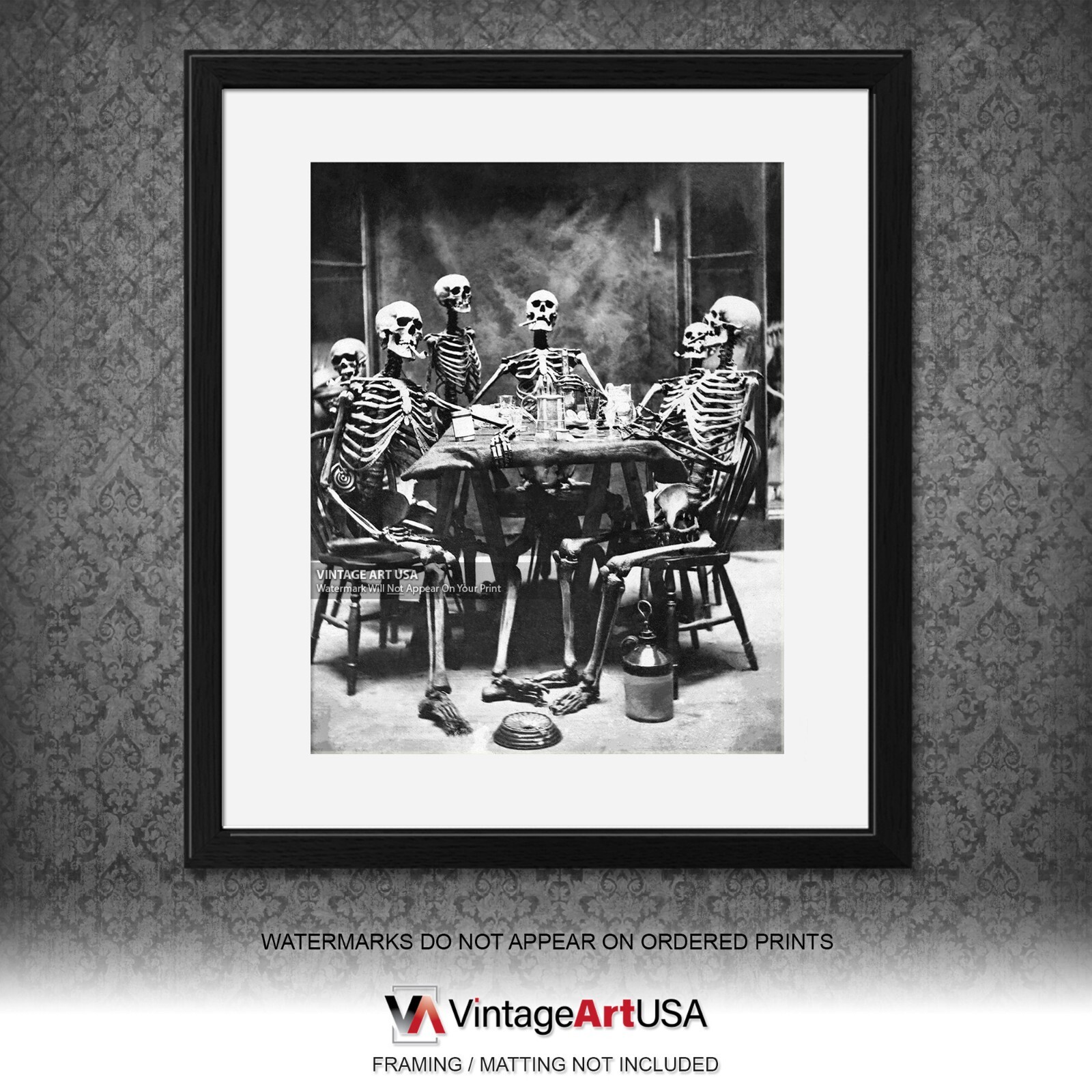 Skeletons Dinner Party Photo - 1865 Vintage Smoking Drinking Halloween ...