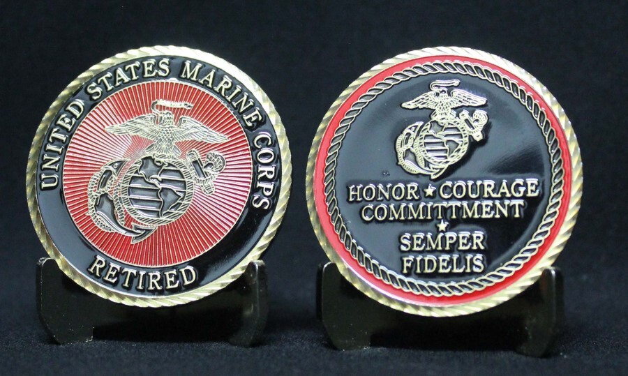 US MARINE CORPS RETIRED CHALLENGE COIN MILITARY COINS ENGRAVING AREA ...