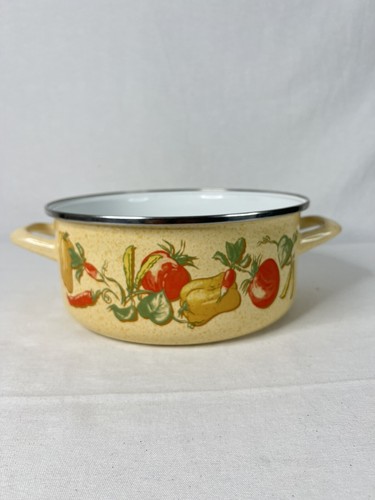Metalac Sauce Cook Pot Pan Enamel Ware Vegetables Retro 10" Made in ...