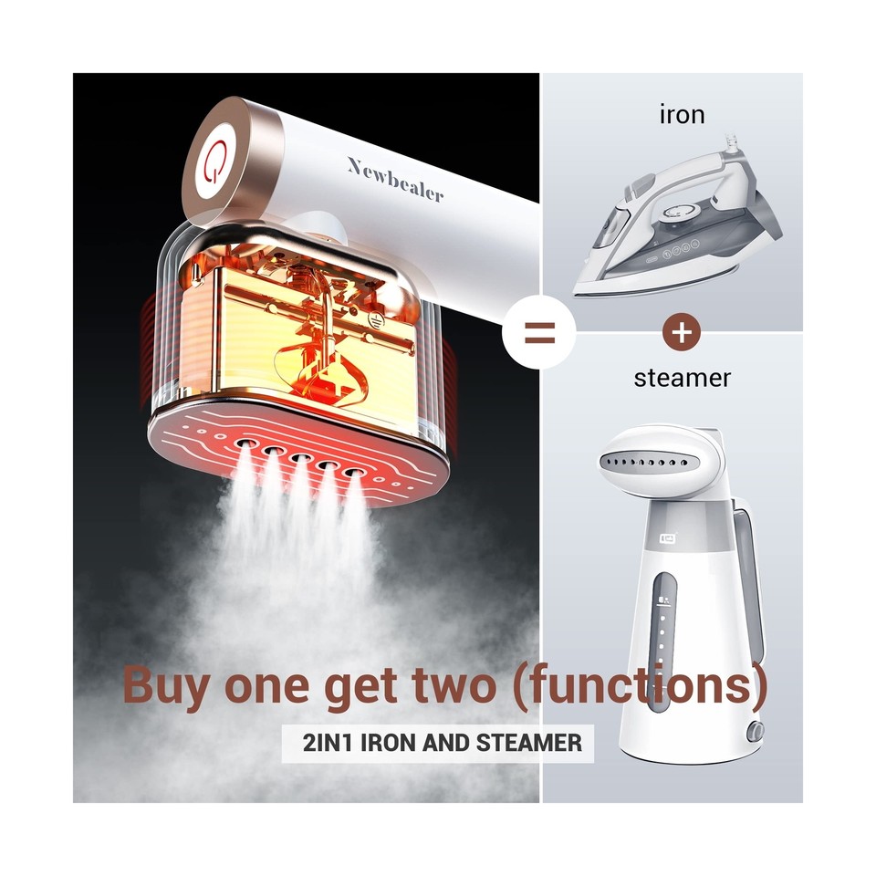 Newbealer Handheld Steamer for Clothes, Horizontal & Vertical Steaming ...