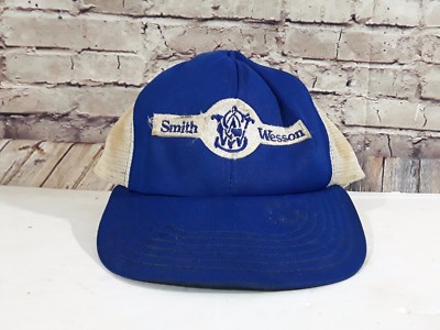 Vintage Smith & Wesson Firearms Blue Hat Ball Cap S&W Logo Mesh Trucker ...