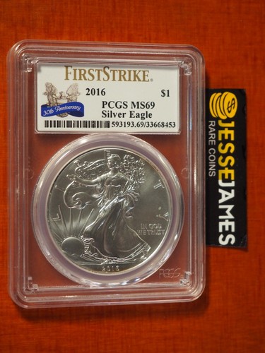 2016 $1 AMERICAN SILVER EAGLE PCGS MS69 FIRST STRIKE LABEL | eBay