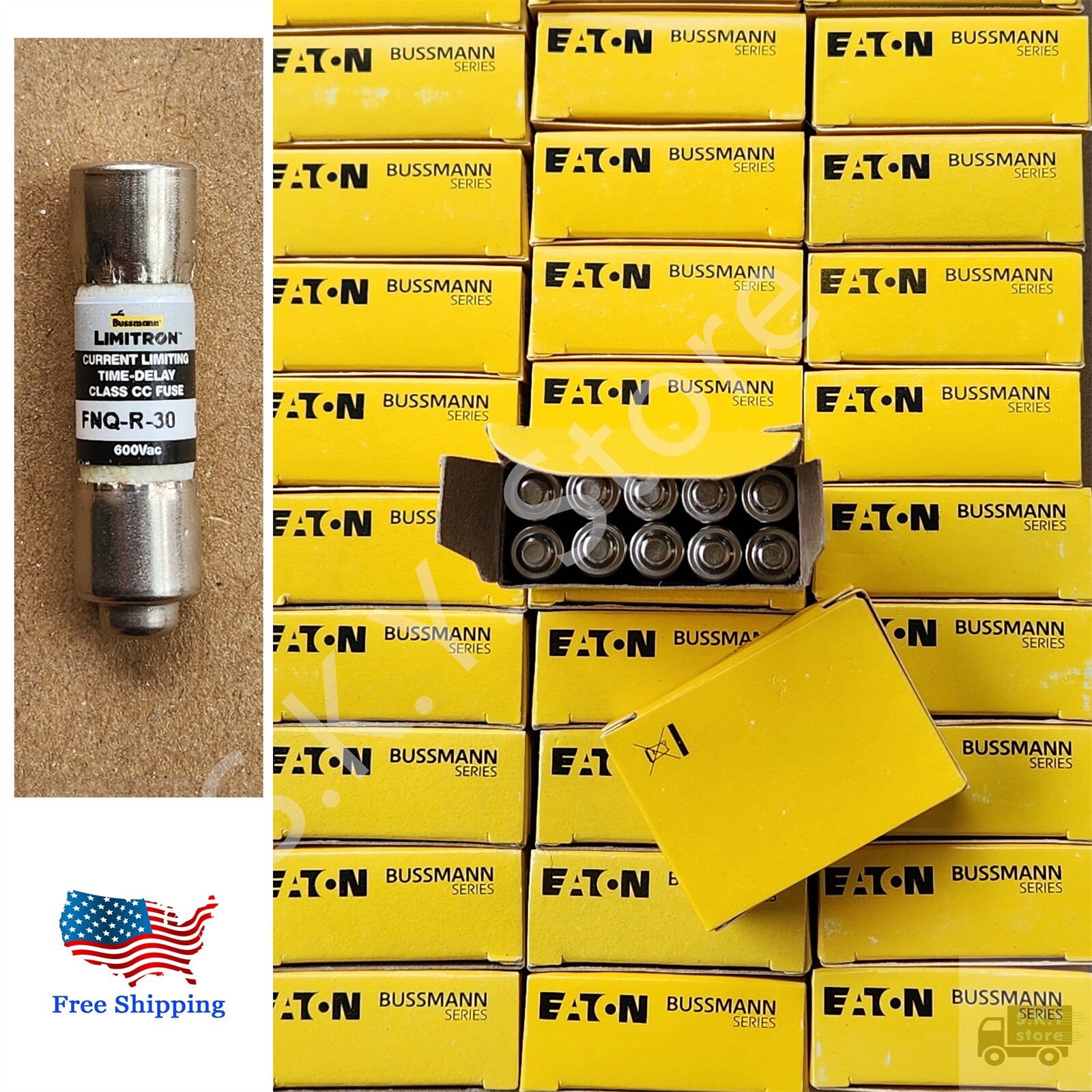 Lot of 10 Bussmann FNQ-R-30 Fuse, Class CC 600Vac, NEW in Box, Fast ...
