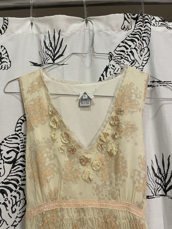 Y2K Fairy Core Vintage Silk Kenzie Pink &Cream Beaded Floral Lace Tank ...