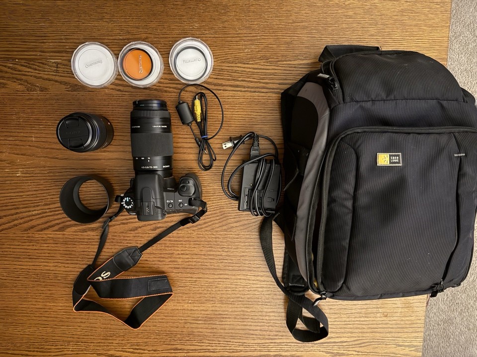 Sony Alpha DSLR-A200 Camera Bundle W/ 2 Lens 2 Batteries/Charger, Card ...