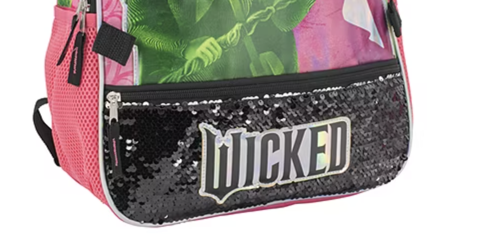 Wicked Backpack 5 Piece Set Lunch Box Bag Lunchbox Case Flip Sequin ...