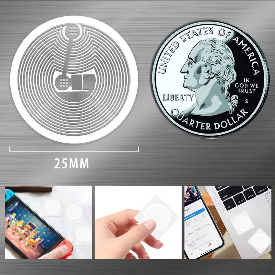 20PCS NTAG216 NFC Tag Stickers, Rewritable 216 Labels 25mm (1inch ...