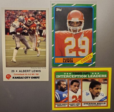 Albert Lewis Rookie 1984 Police Frito Lay #9 1986 Topps #229 & #312 HOF ...