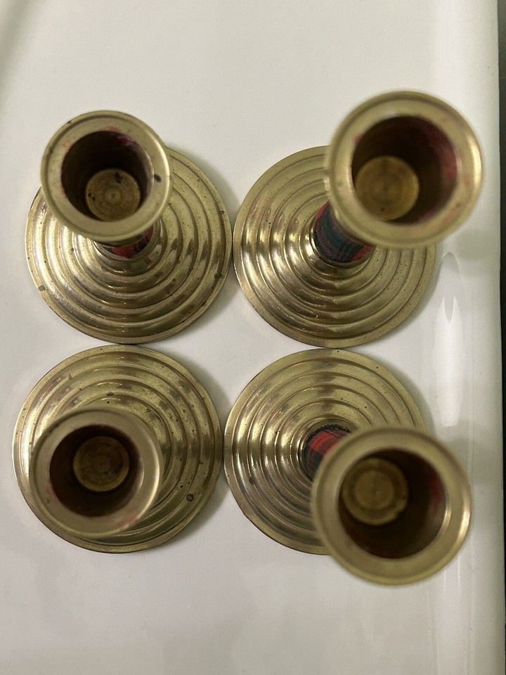 Candle Compliments By Crowning Torch (Set Of 4 Brass Holders) Plaid ...