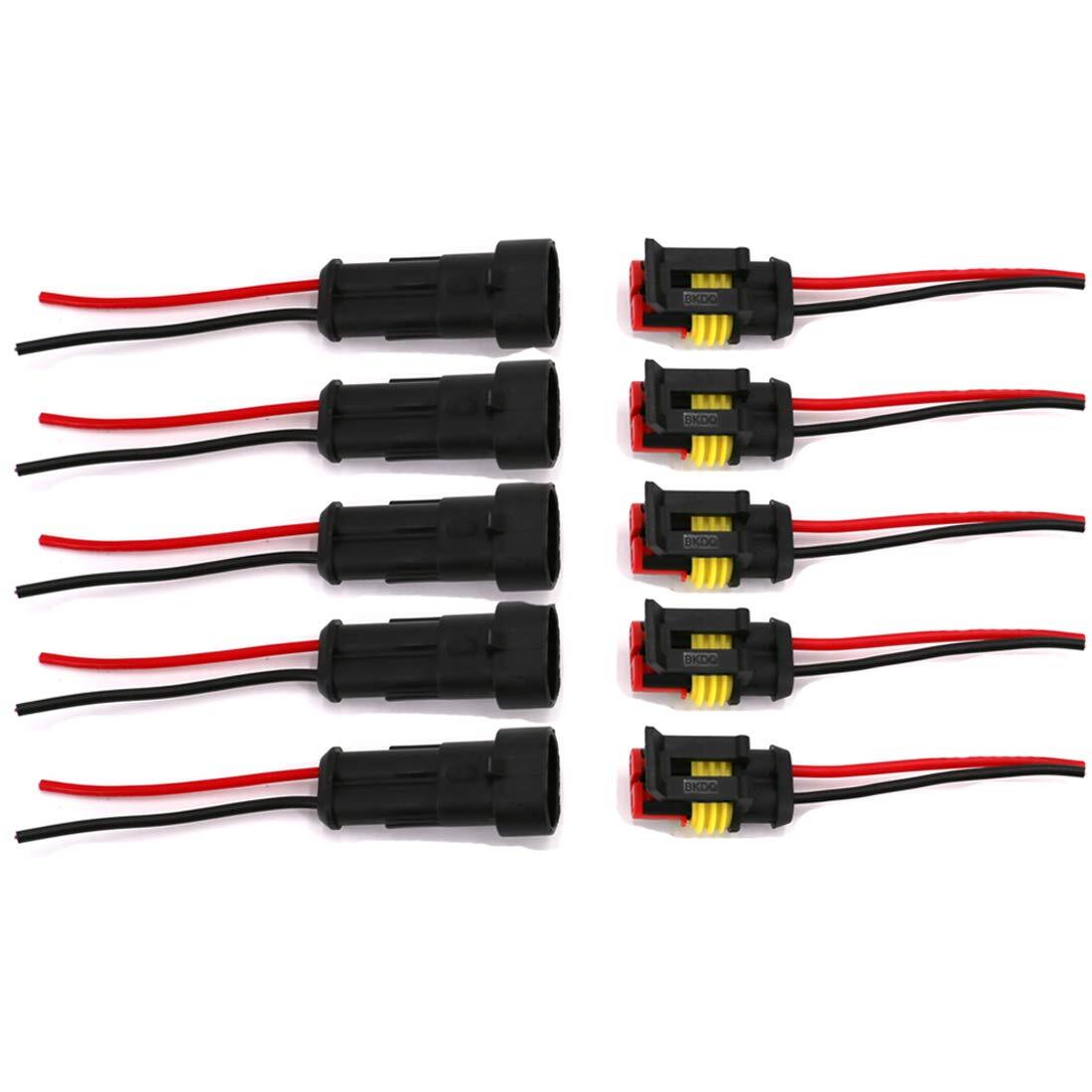 Utsauto 2 Pin Way Waterproof Electrical Connector Wire 2 Pin Way