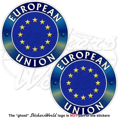 Europe EUROPEAN UNION Flag-Emblem EU 75mm (3") x2 Vinyl Bumper Decals ...
