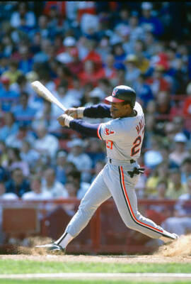 Mel Hall Cleveland Indians bats in an MLB game circa 1988- Baseball ...