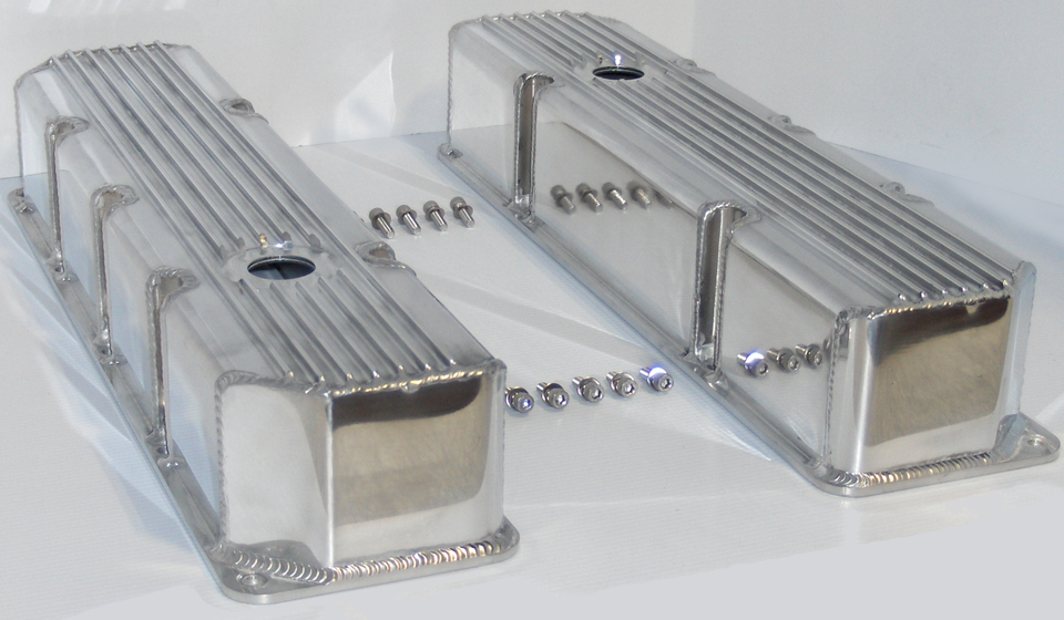 1976-87 Jeep AMC Pol Finned Fabricated Aluminum Valve Covers V8 304 360 ...