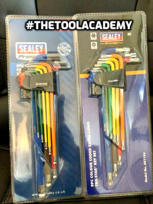 Sealey Tools TWIN PACK EXTRA LONG Torx Star Allen Hex Keys Set Bright ...