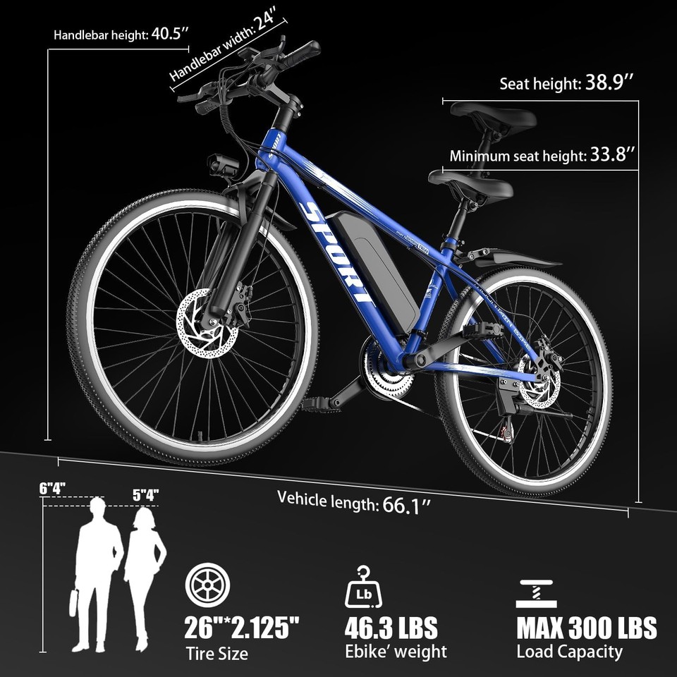 Electric Bike for Adults, 1500W 26 inch e bike, 25 MPH & 65 Miles Range ...