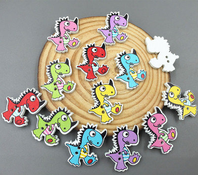 DIY Cartoon Wooden dinosaur Buttons Sewing crafts decoration ...
