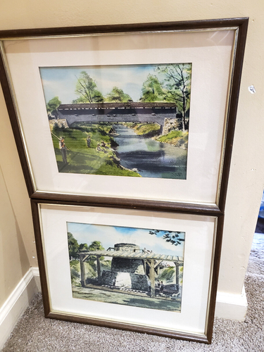 set of 2 davis gray framed watercolors prints e b walden york county codorus | eBay