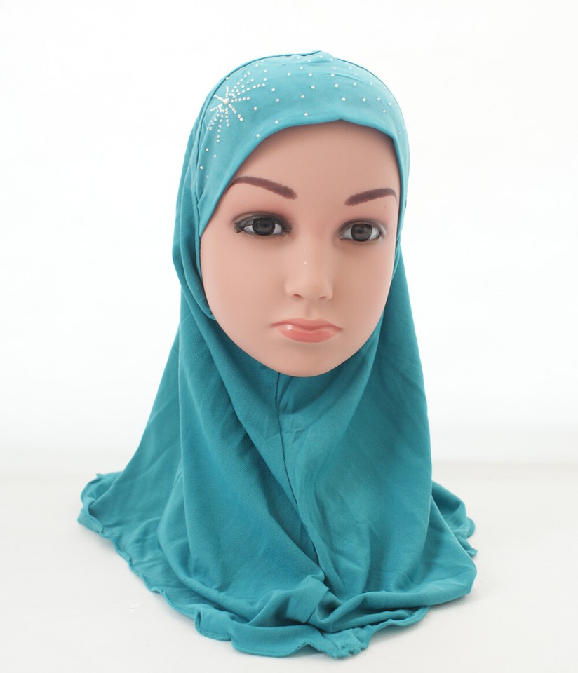 Kids Girls Muslim Turban Islamic Hijab Arab Underscarf Headwear Shawl ...