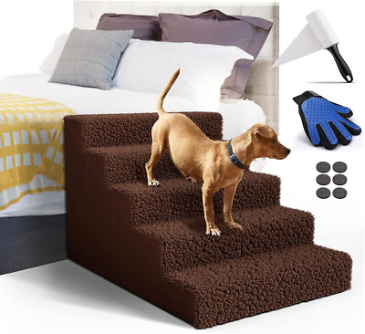 Dog Stairs, Plastic Pet Stair with Removable Washable Cover, 5 Step Dog ...