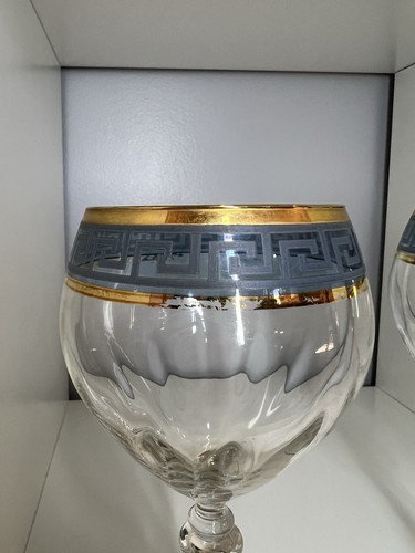 Set Of 2 FUMO BROTHERS CRISTALLERIA ITALY WINE GLASSES W/GOLD TRIM | eBay