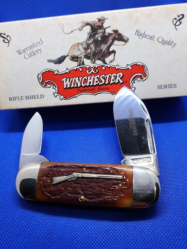 Winchester Elephant Toe With Rifle Shield Burnt Orange Bone Handles JW ...