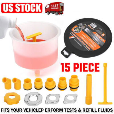 15 Pcs Spill Proof Radiator Coolant Filling Funnel Kit Car Fluid ...