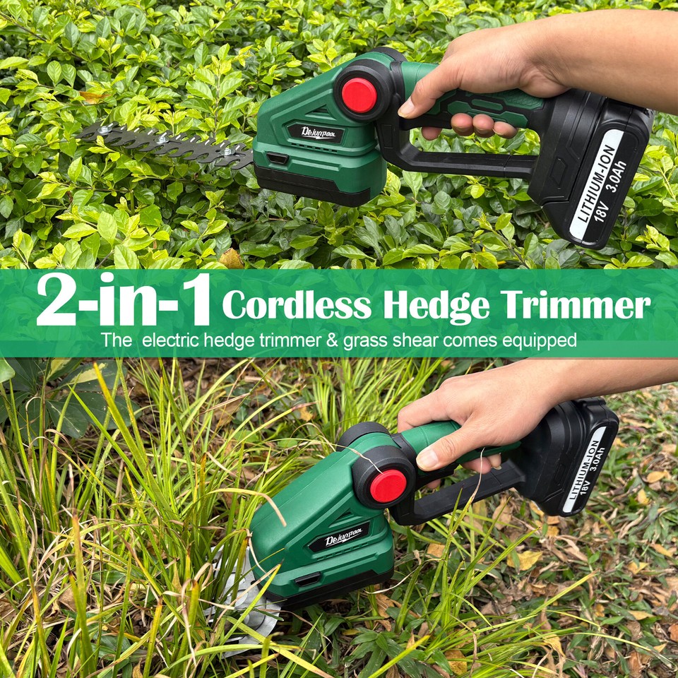 Handheld Cordless Hedge Trimmer Electric Grass Shear Bush Trimmer w/ 2x ...