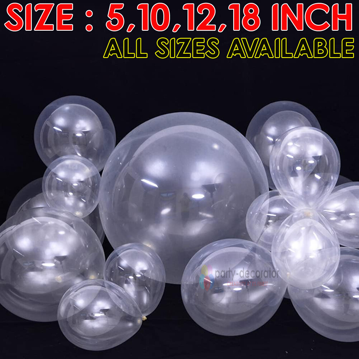 CLEAR SEE THROUGH BALLOONS 12"/ 18" Large Helium Quality Wedding ...