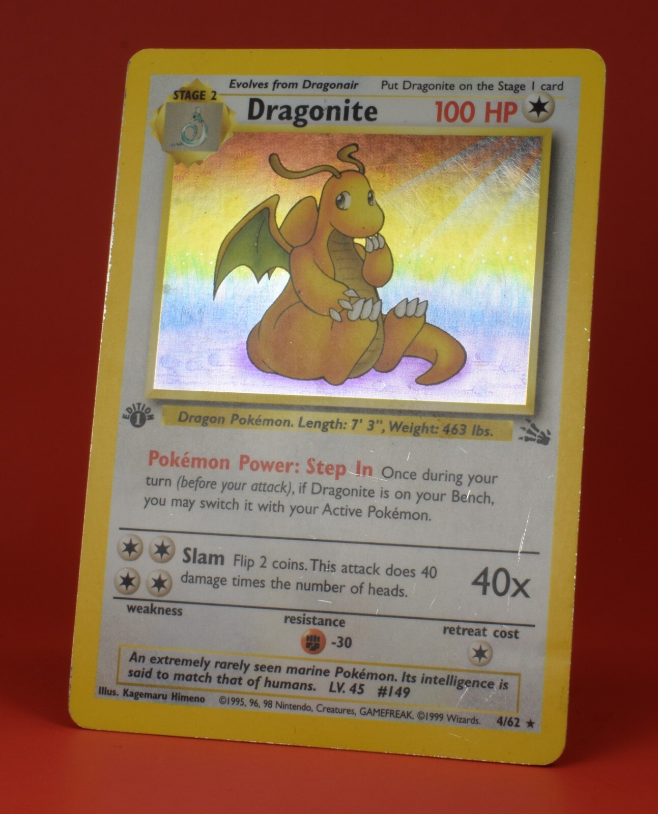 Pokemon TCG WOTC Card English 1st edition Holo Rare Dragonite Fossil ...