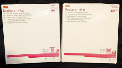 2 Boxes 3M Medipore +Pad 3568 Sterile Adhesive Wound Dressing 6" X 6 ...