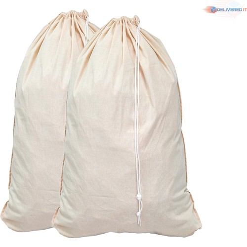 Extra Large Cotton Laundry Bag 28" x 36" Portable Drawstring 2 Pack | eBay