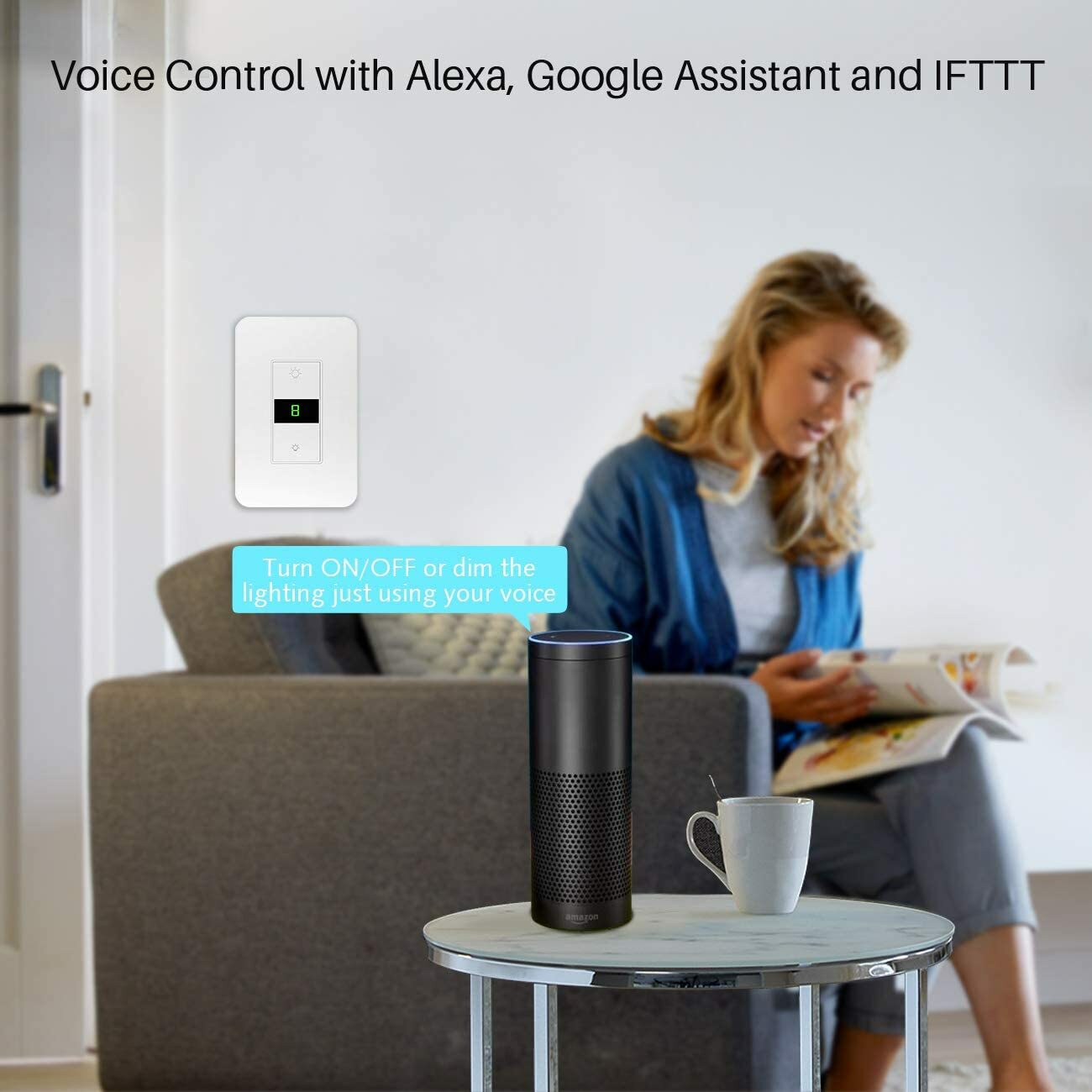 Smart Dimmer Light Switch works with alexa google home Neutral Wire ...