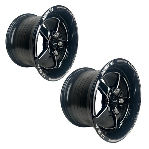 2x VWST060 VMS Black Drag 5 Spoke VStar Rim Wheel 15x10 5X120.65 +50 ET ...