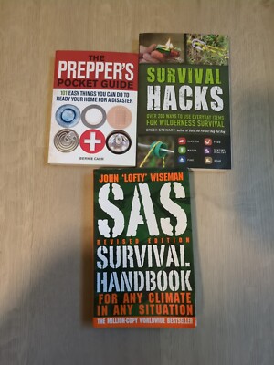 LOT OF 3 Survival Prepper Books SAS Survival Handbook Hacks Prepper ...