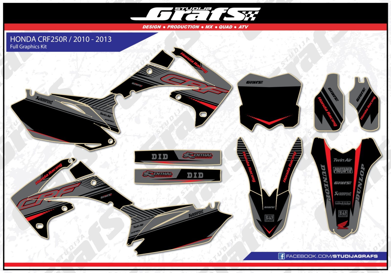 2010 2011 2012 2013 CRF 250R Graphics Kit HONDA CRF250R 250 R Decals ...