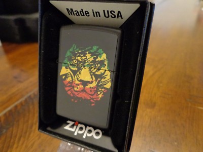 RASTA LION HEAD BLACK MATTE ZIPPO LIGHTER MINT IN BOX | eBay Australia
