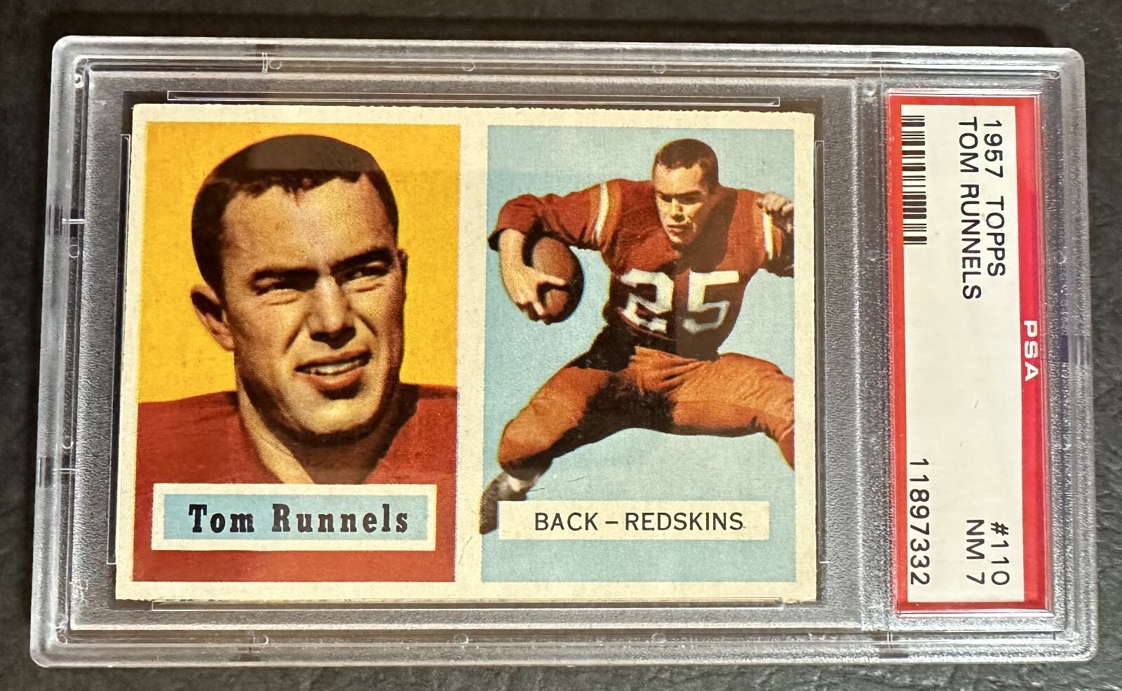 1957 Topps #110 Tom Runnels (Rookie) Washington Redskins PSA 7 NM ...